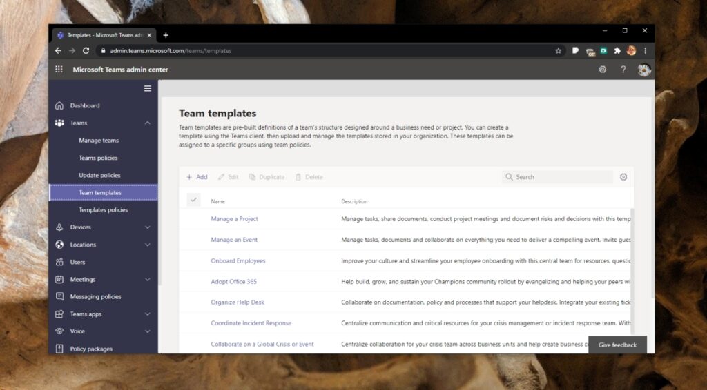 How to use a Microsoft Teams template