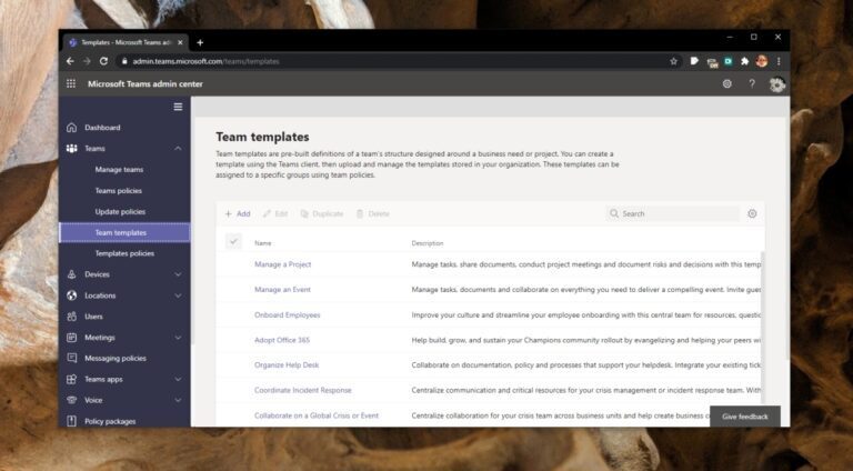 How to use a Microsoft Teams template
