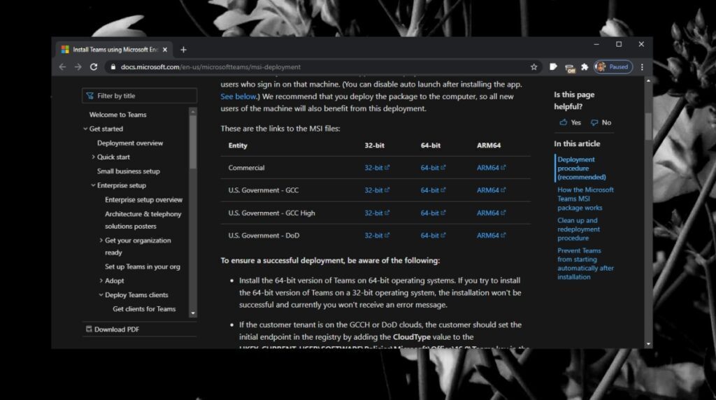 How to get the Microsoft Teams machine wide installer