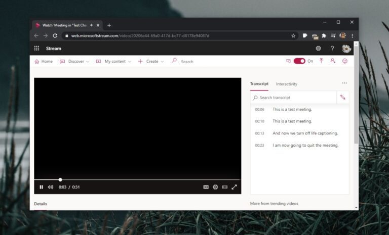How to autogenerate a Microsoft Teams transcription for a meeting