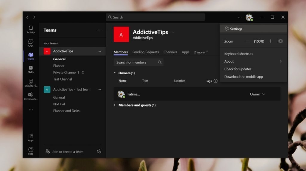 How to access and change Microsoft Teams settings