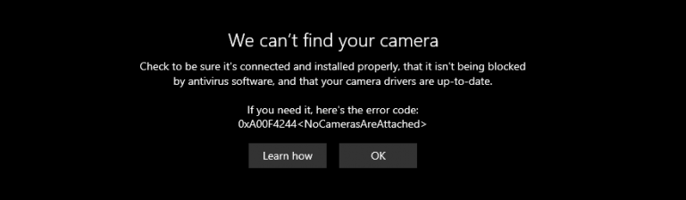 How to Fix Error 0xa00f4244 NoCamerasAreAttached on Windows 10