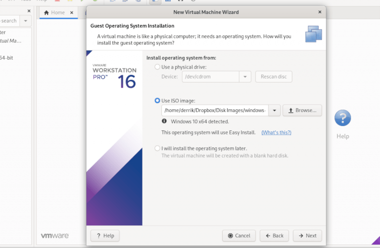 How to create a Windows 10 VM in VMware on Linux