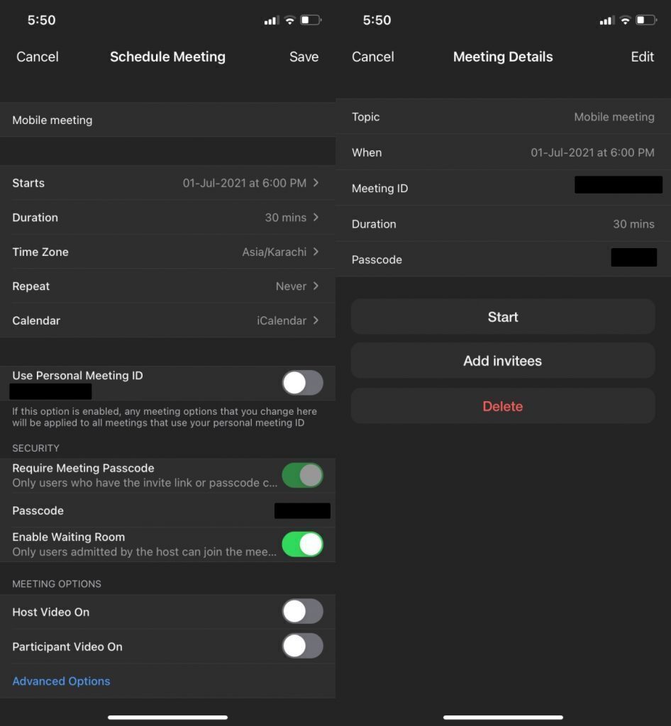 Zoom: schedule a meeting and send invites