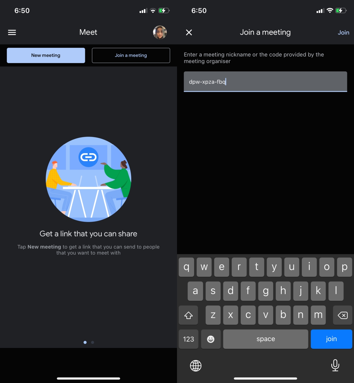 Google Meet: Join a meeting from a link