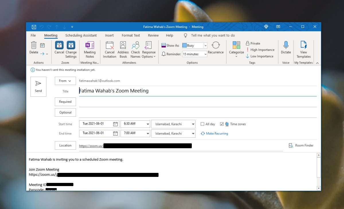 How To Set Up A Zoom Meeting In Outlook
