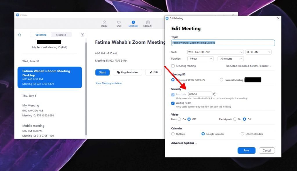 How to find the Zoom meeting password
