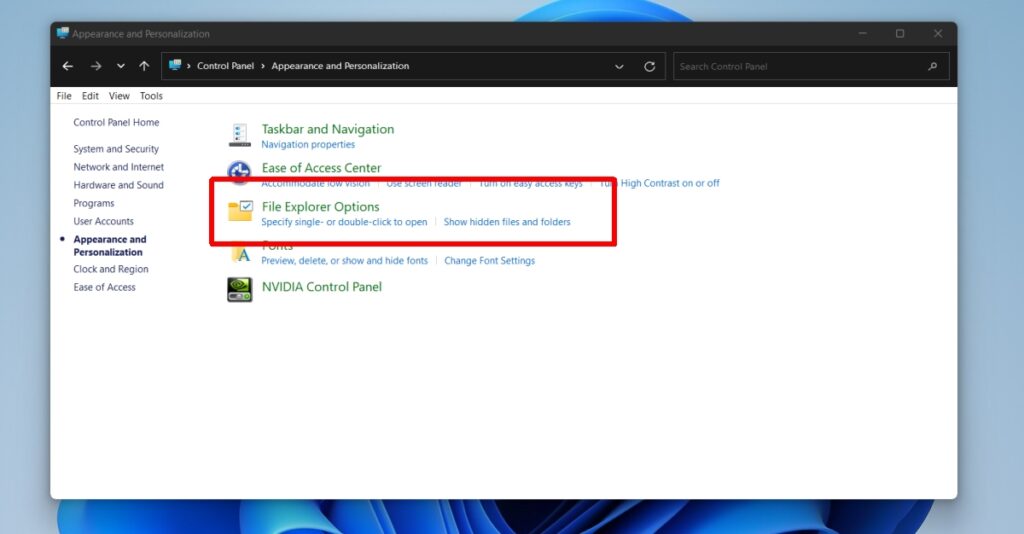 How to open Folder options on Windows 11
