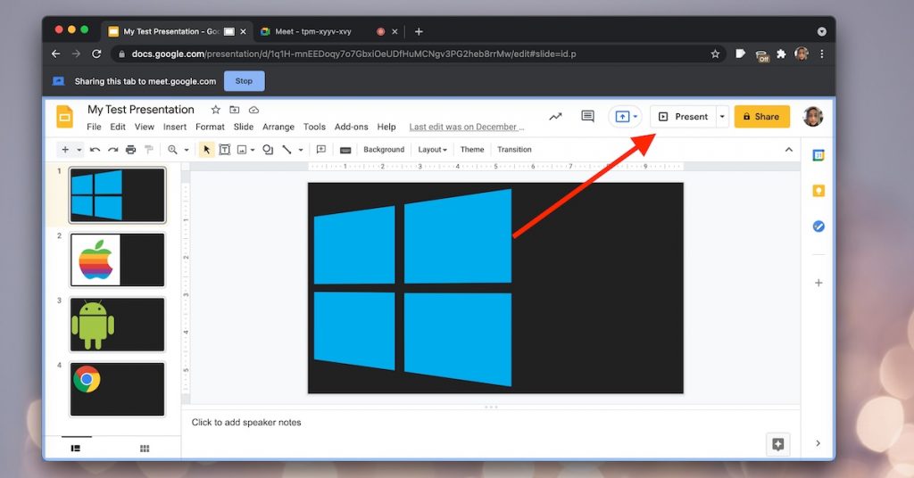 How to present on Google Meet