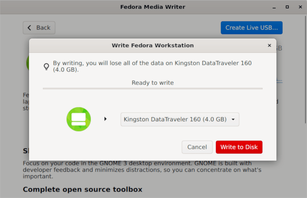 How to use Fedora Media Writer to create a Fedora install USB