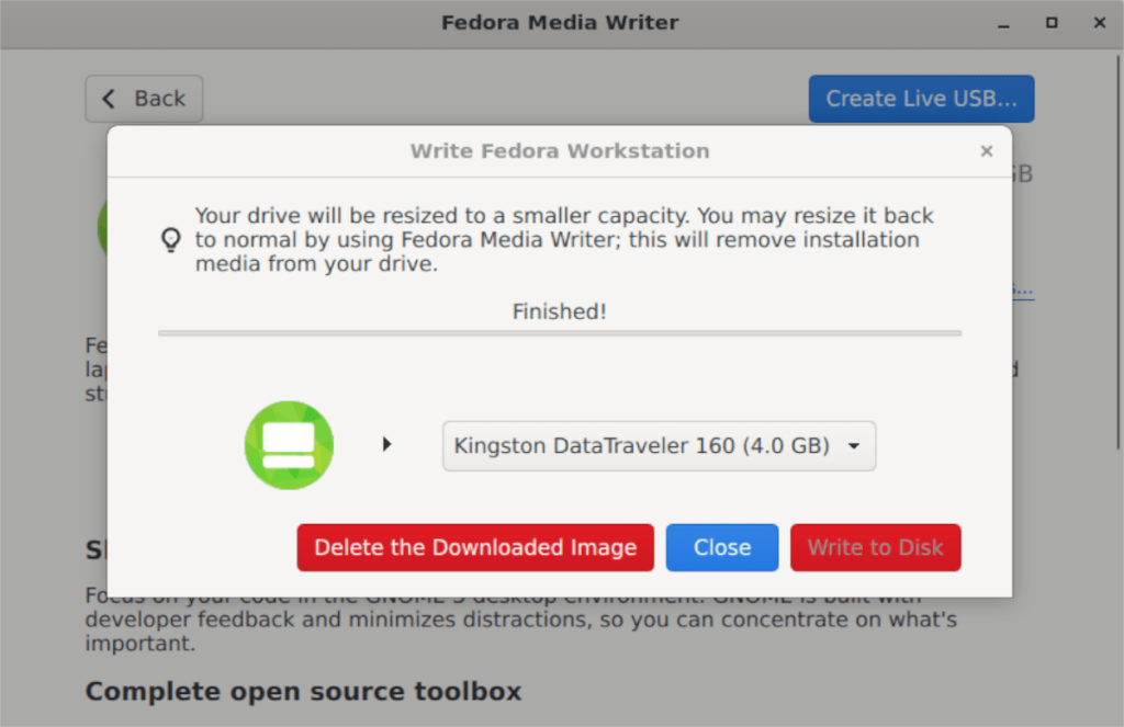 How to use Fedora Media Writer to create a Fedora install USB