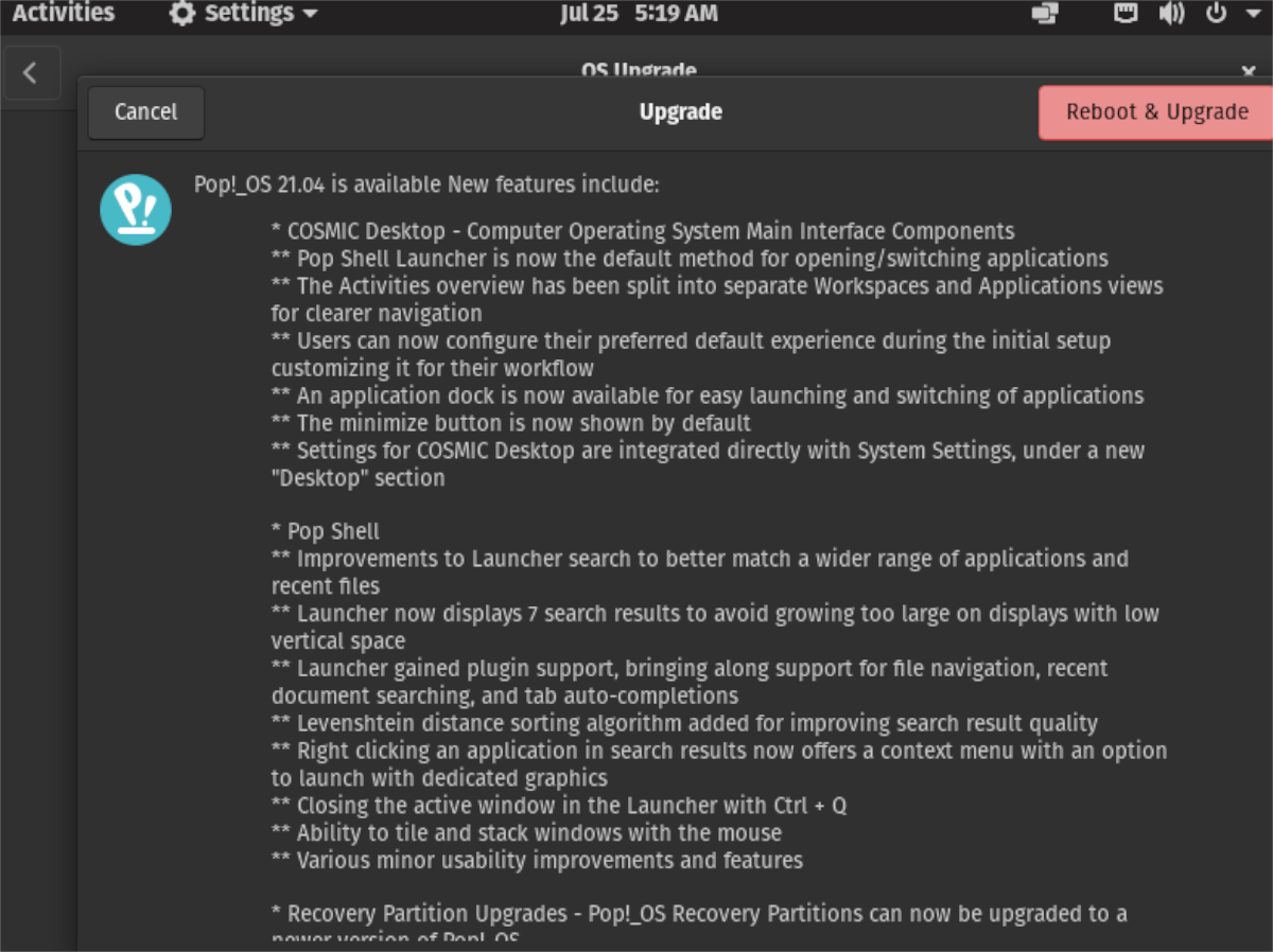 How to upgrade to Pop_OS 21.04