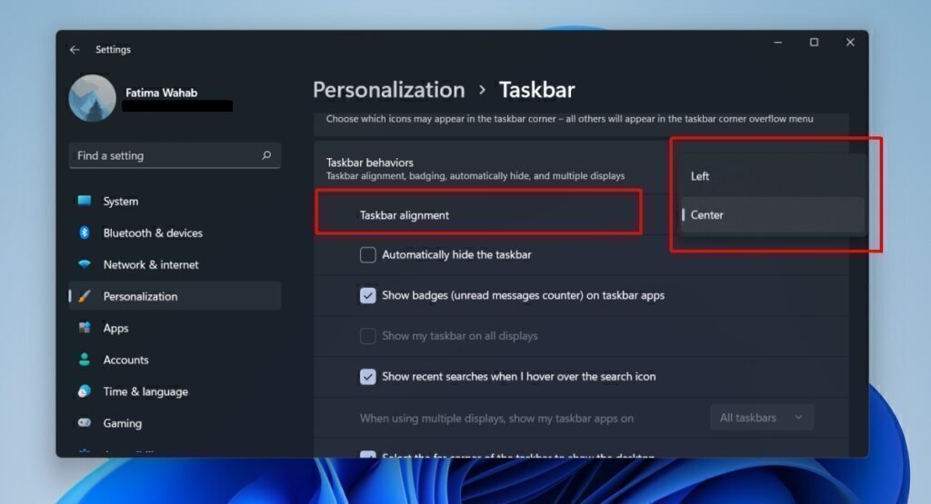 How to move the Start menu on Windows 11 to the left
