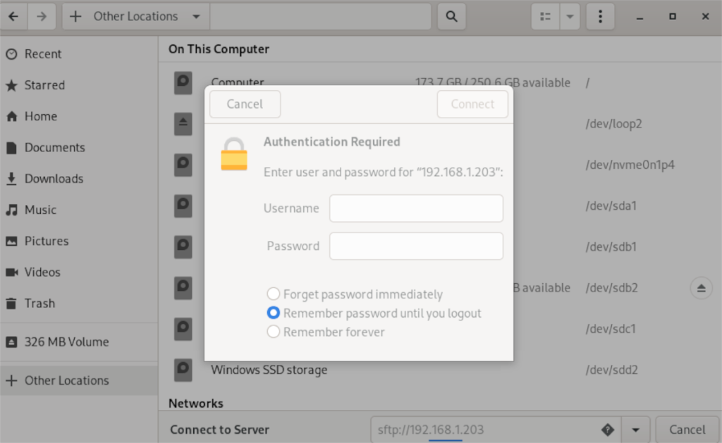 How to connect to an SFTP server in Ubuntu
