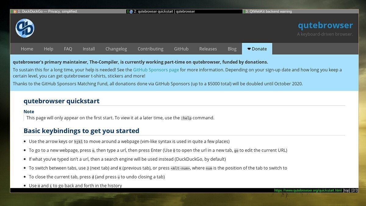 How to set up and use Qutebrowser web browser on Linux