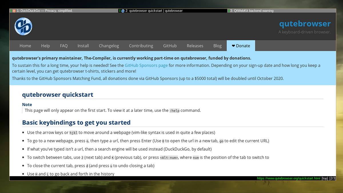 How to set up and use Qutebrowser web browser on Linux