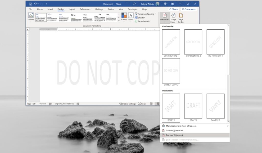 How to remove watermark in Microsoft Word