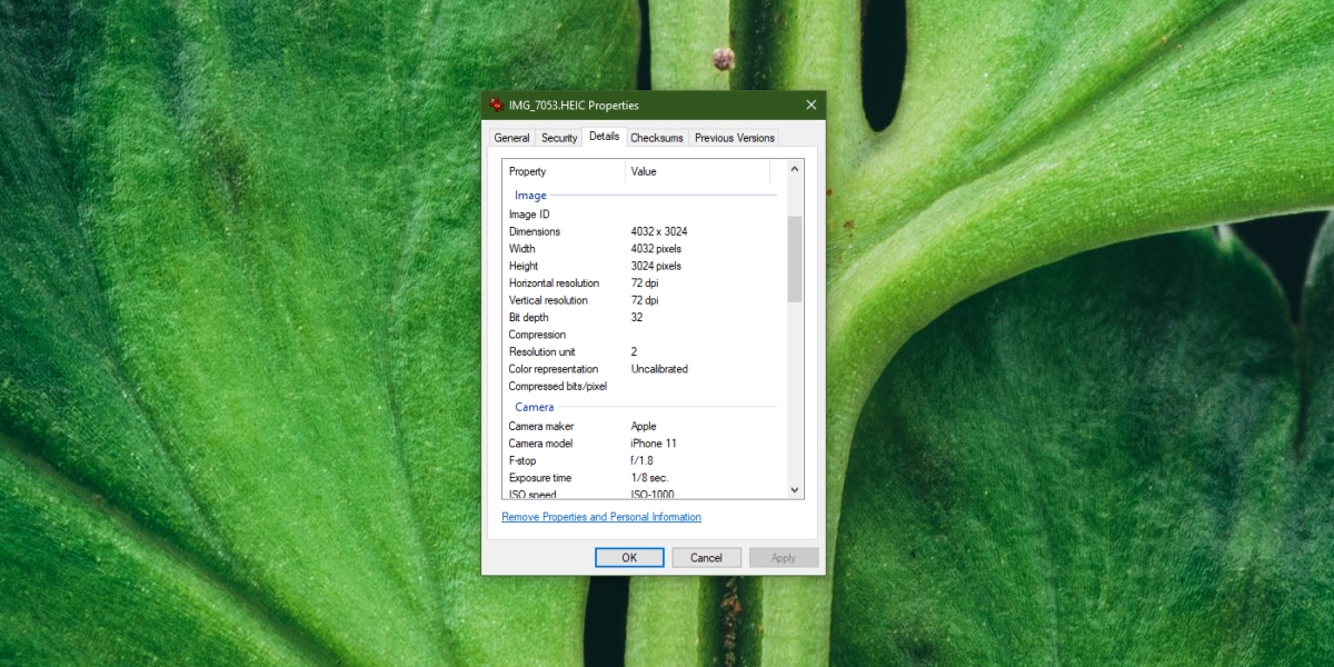 How to view image EXIF data