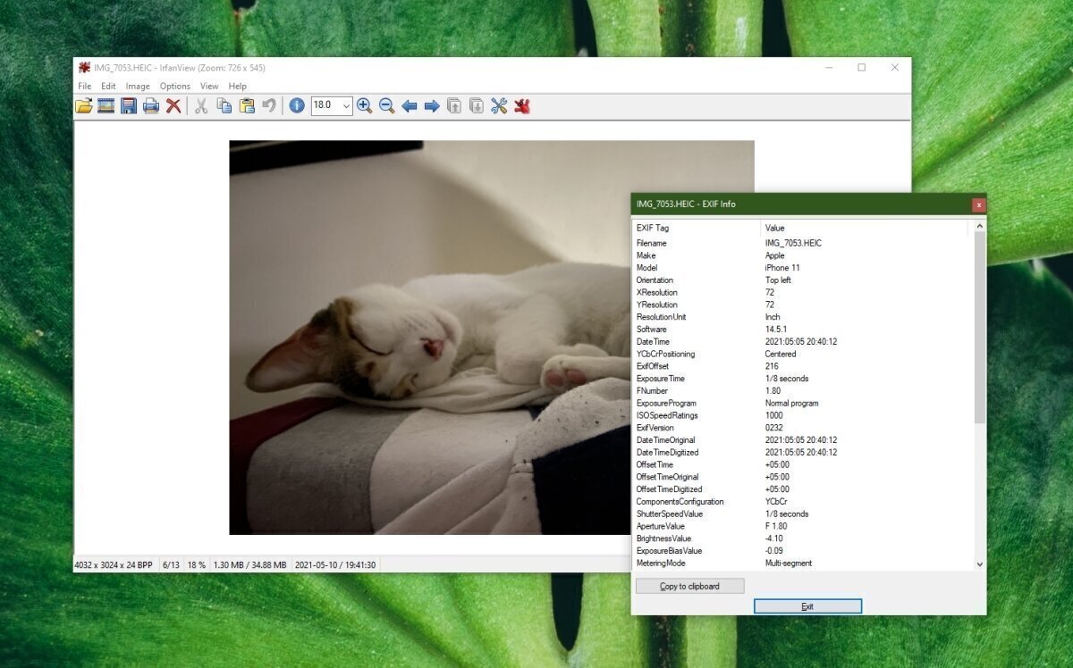 How to view image EXIF data