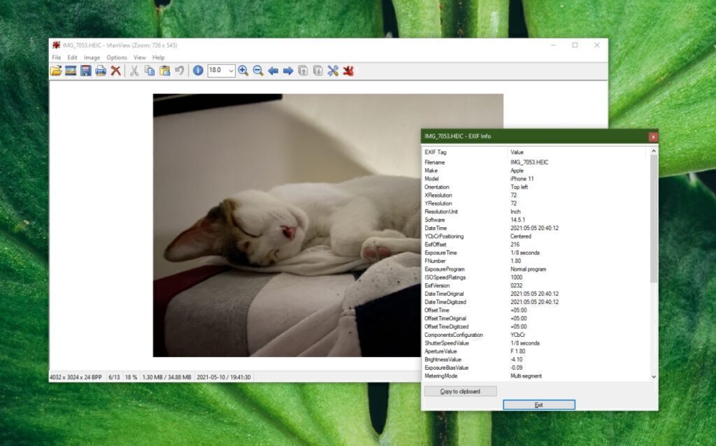 How to view image EXIF data