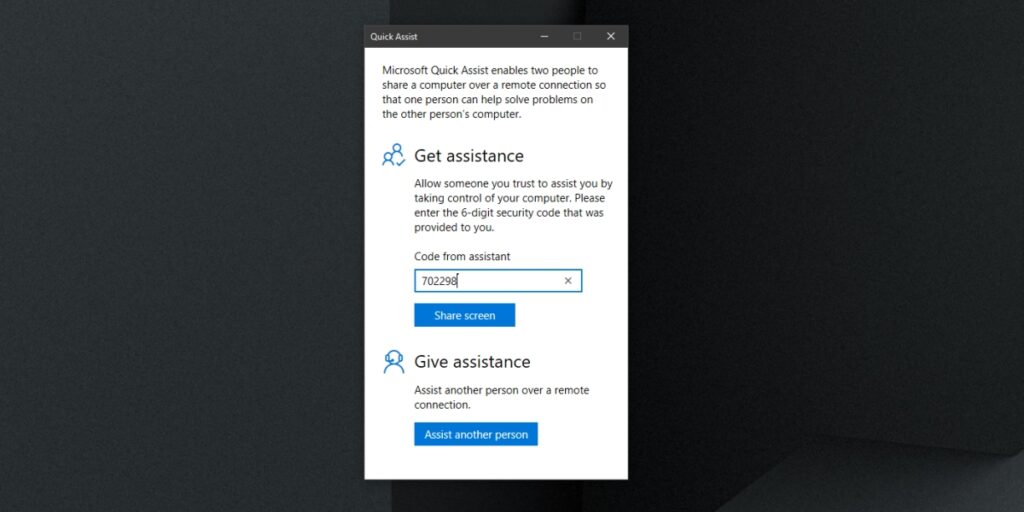 How to set up and use the Windows 10 Quick Assist tool