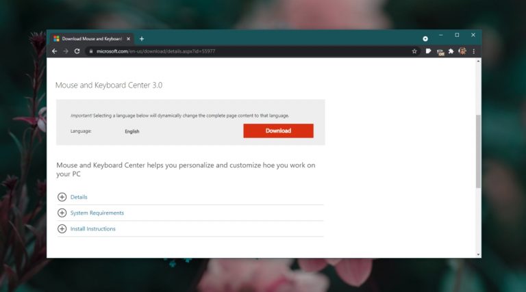 How to install the Microsoft Mouse and Keyboard Center