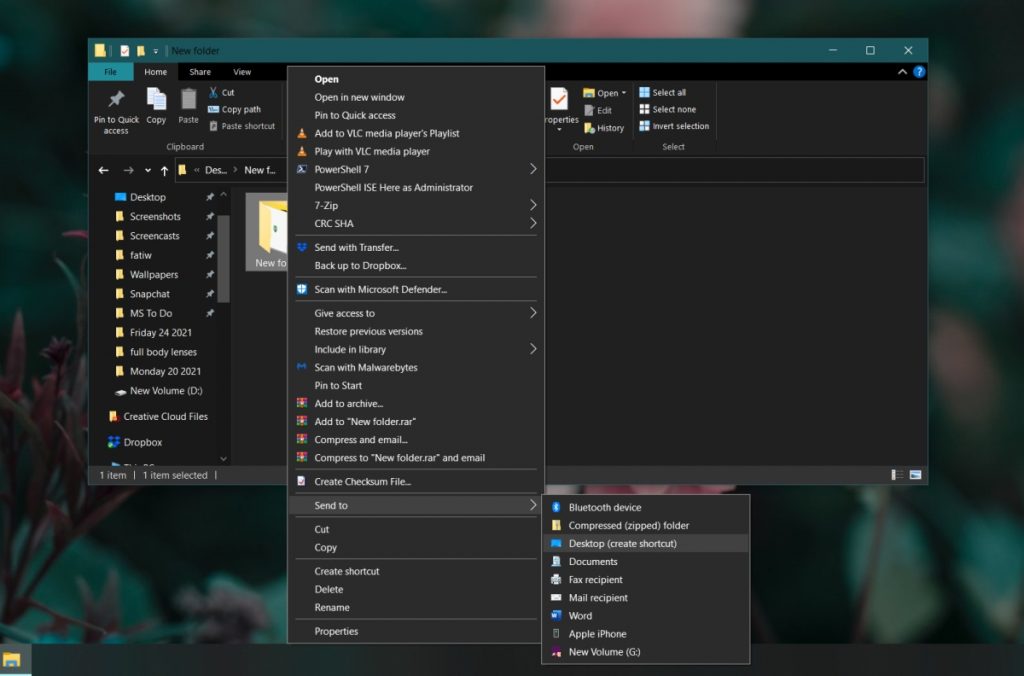 How to create a desktop shortcut in Windows 10