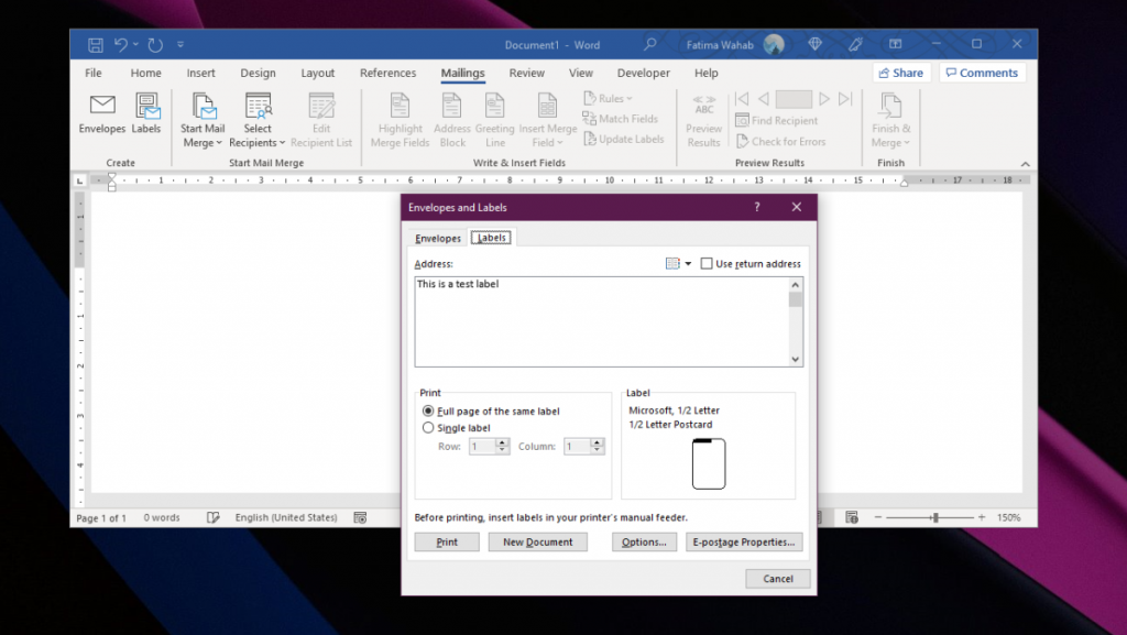 How To Create And Print Labels In Microsoft Word