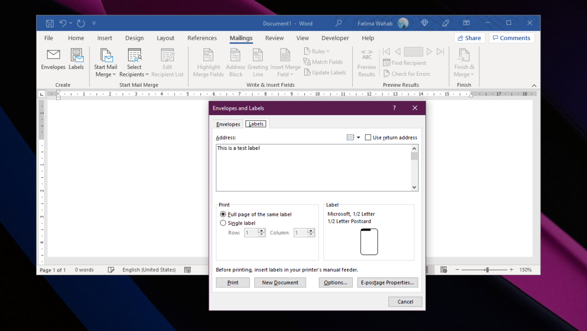 How To Create And Print Labels In Microsoft Word
