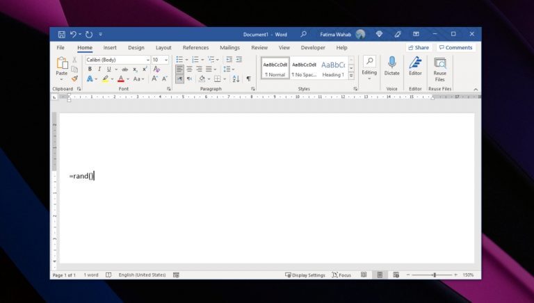 How to generate random text in Microsoft Word