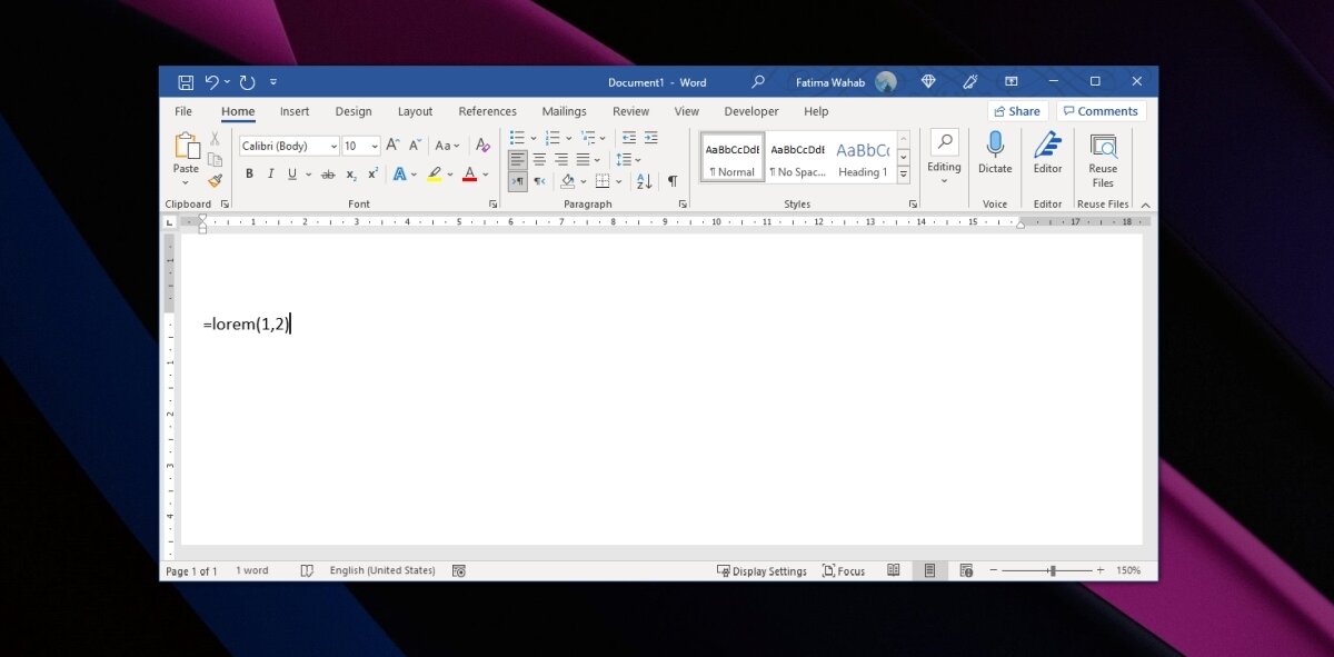 How to generate random text in Microsoft Word