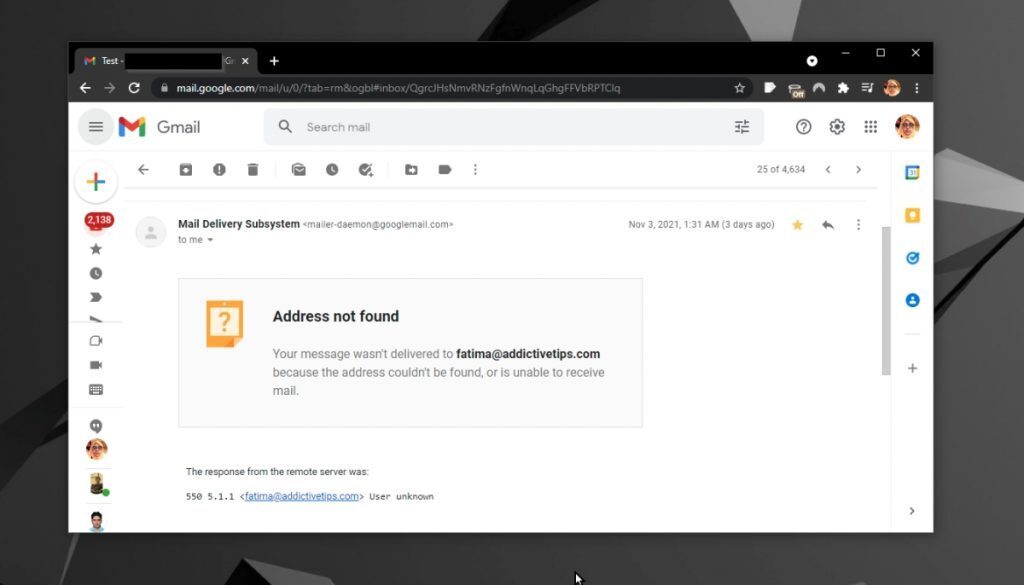 How to fix Mail Delivery Subsystem: Your message wasn't delivered