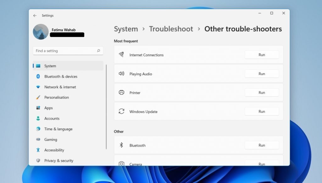 How to run a troubleshooter in Windows 11
