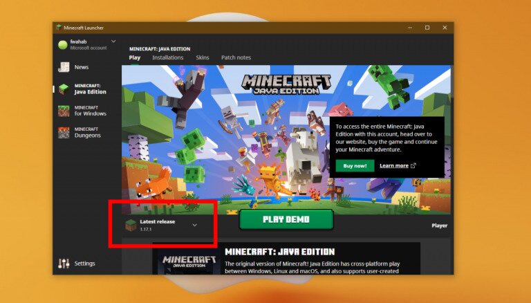 How to find the Minecraft version