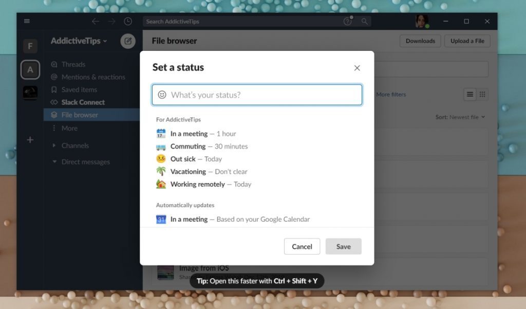 How to set a Slack status