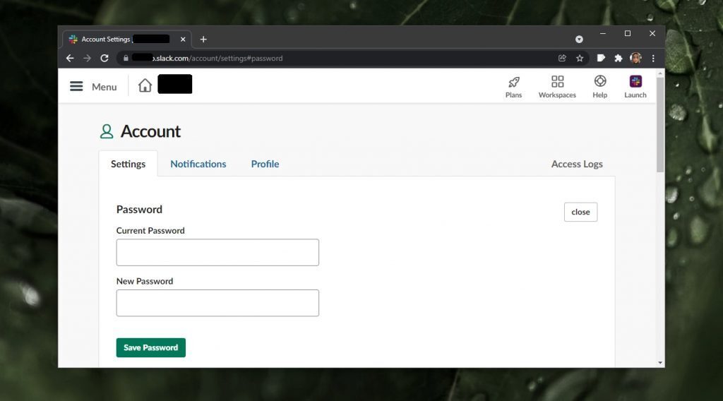 How to change your Slack password