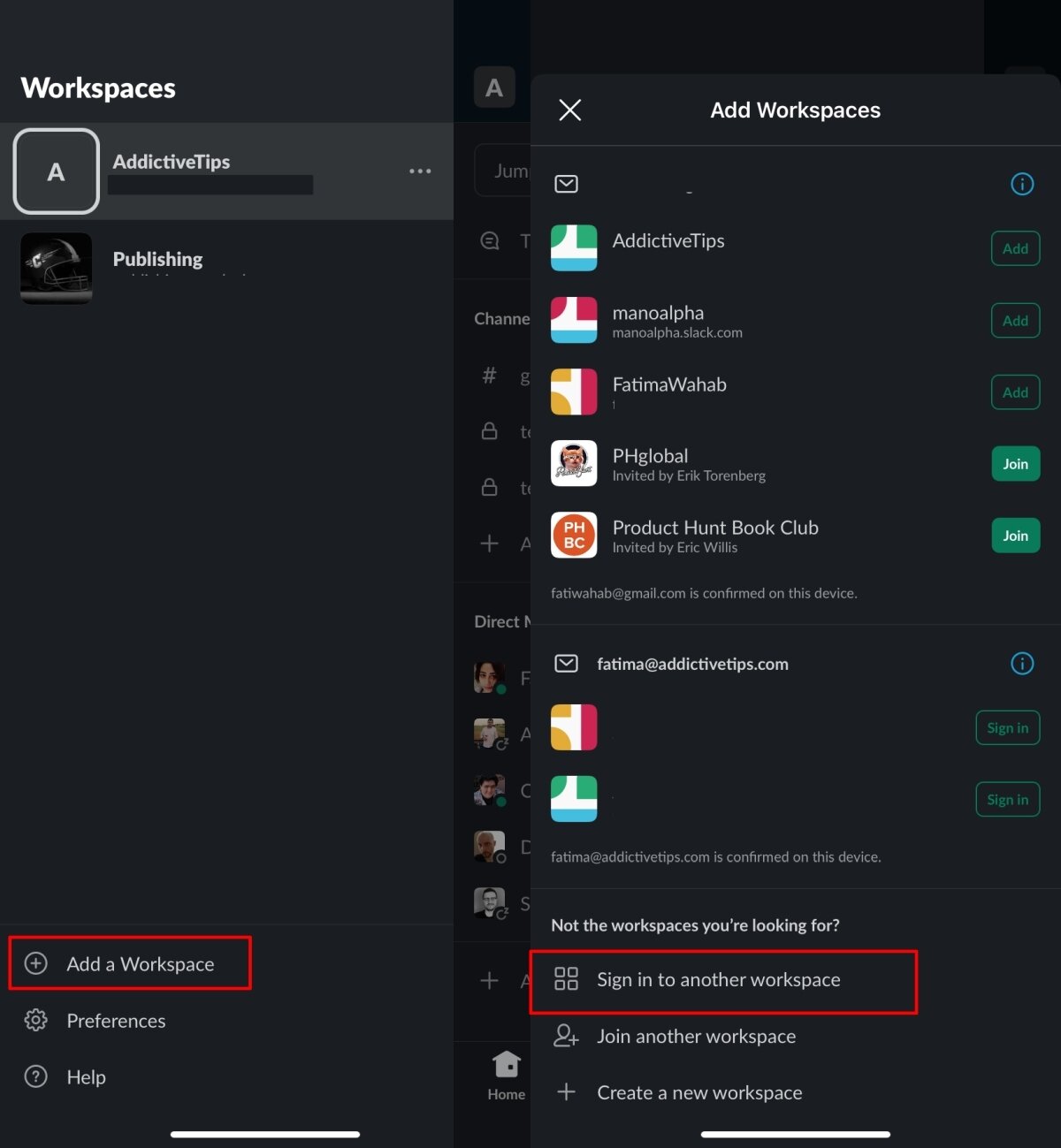 How to add multiple accounts to Slack