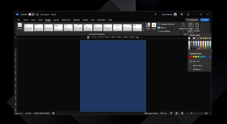 How to change the Microsoft Word background color or image