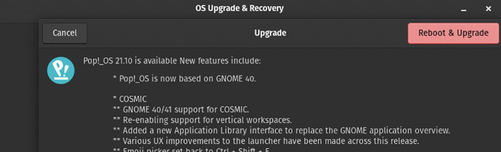 How to upgrade to Pop_OS 21.10