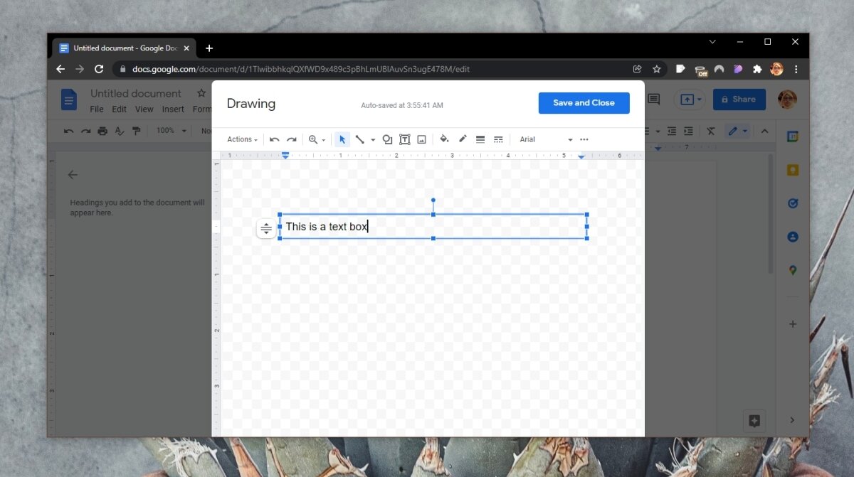 How to insert a text box in Google Docs