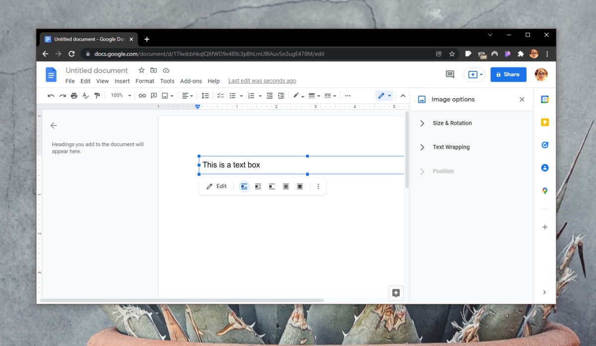 How to insert a text box in Google Docs