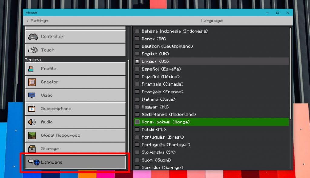 What languages are available in Minecraft?