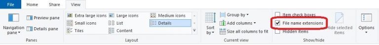 How to Show File Extension in Windows 10