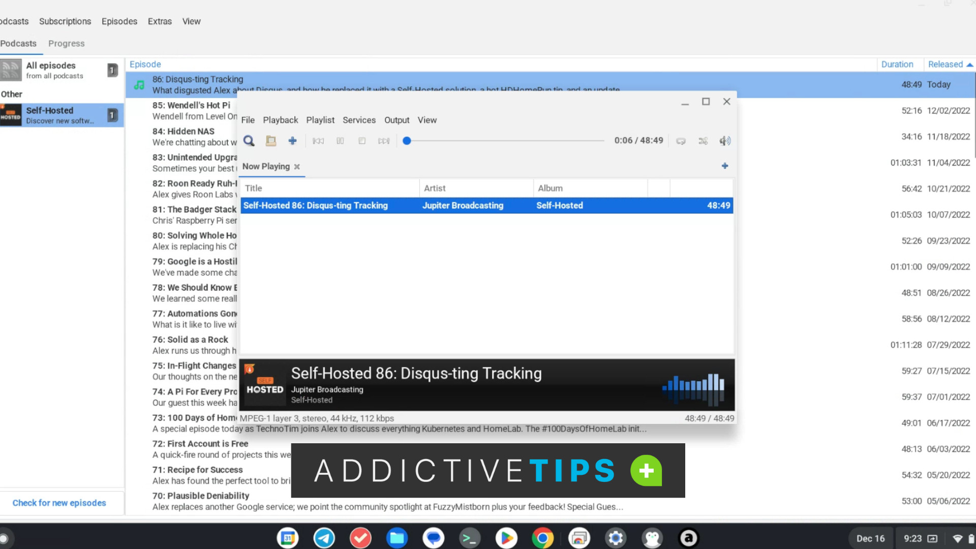 Play podcasts on your Chromebook with Gpodder - Addictive Tips Guide