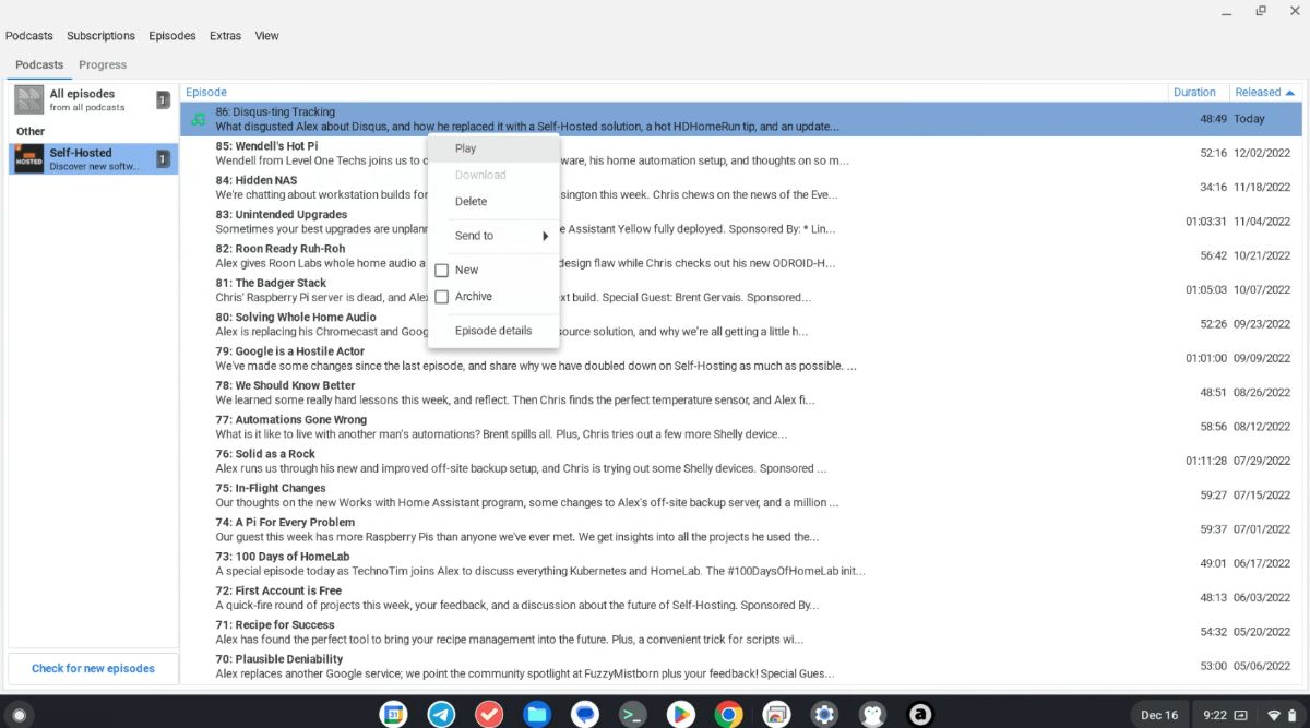 Play podcasts on your Chromebook with Gpodder - Addictive Tips Guide