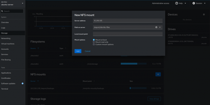 Configure NFS on a Linux server with Cockpit - Addictive Tips Guide