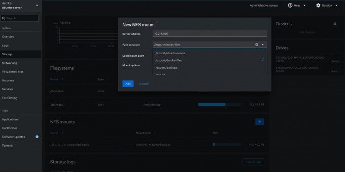 Configure NFS on a Linux server with Cockpit - Addictive Tips Guide
