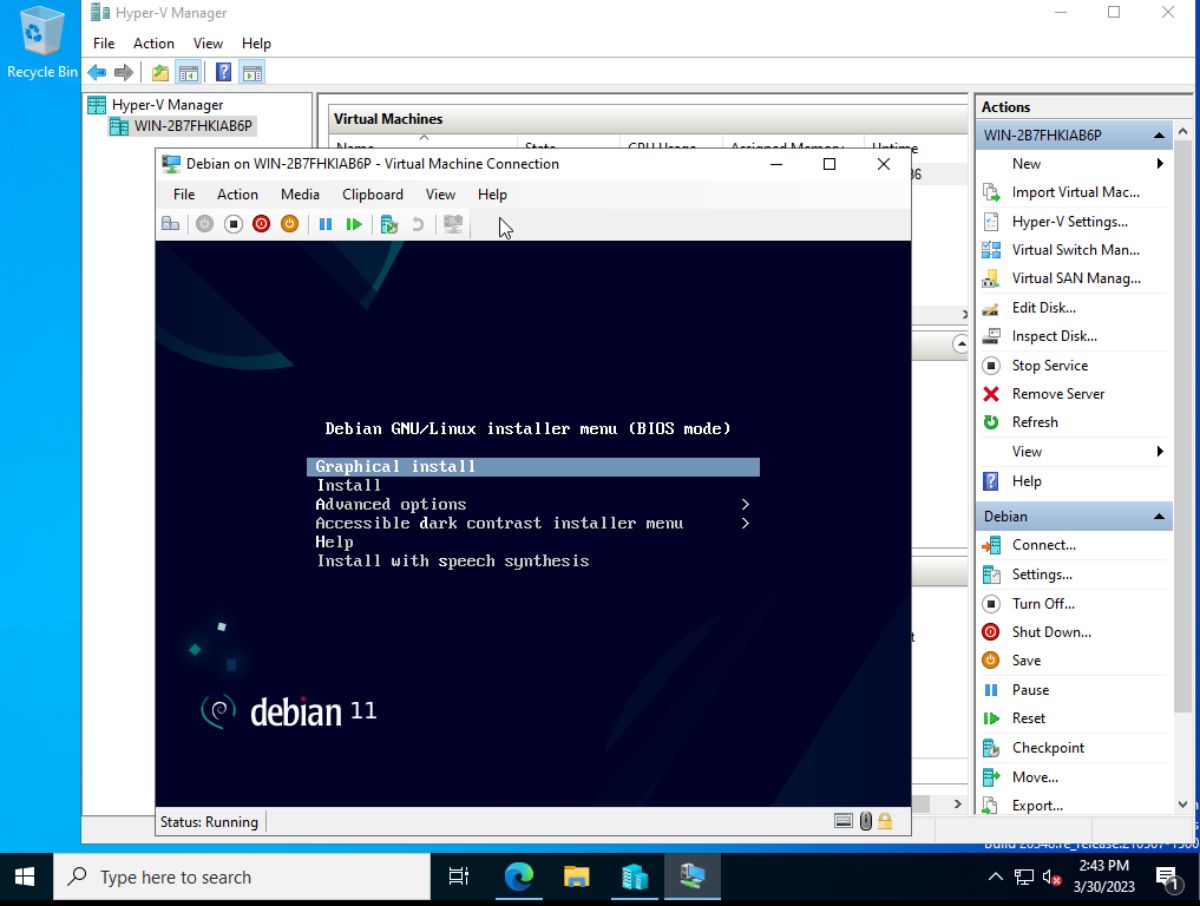 Run Debian server on Windows Server with Hyper-V - Addictive Tips Guide