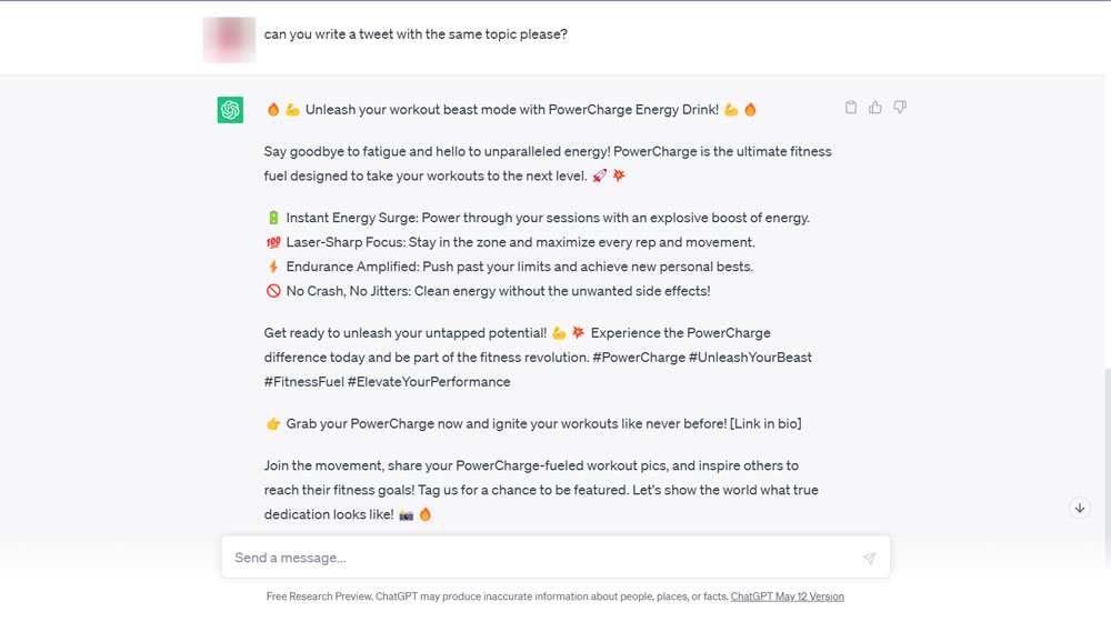 ChatGPT creative content for social media marketing campaigns