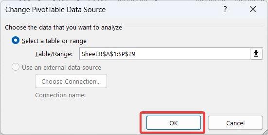 How to Change Data Source and Range in Pivot Table